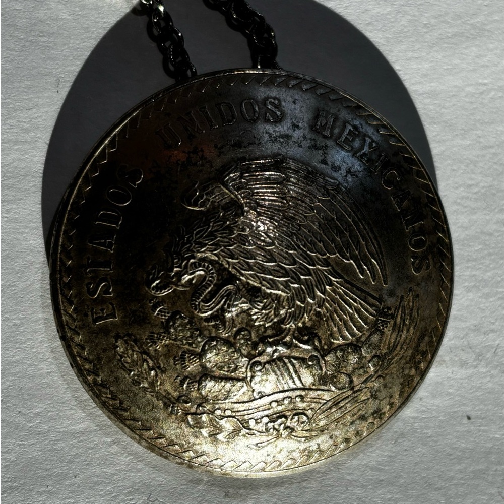 1948 Silver Mexican Five Peso Necklace - Gem